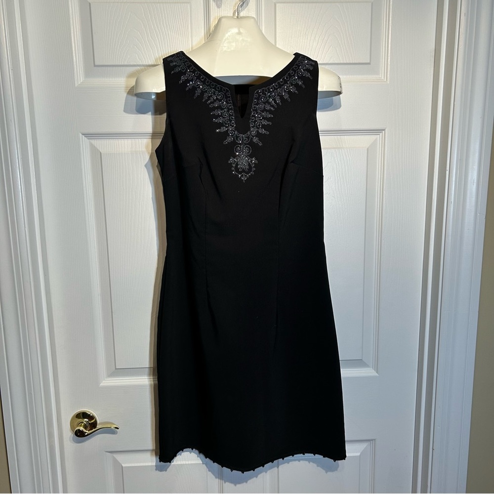 Vintage Cdc Black Dress With Sparkle Trim Size 10 - Gem